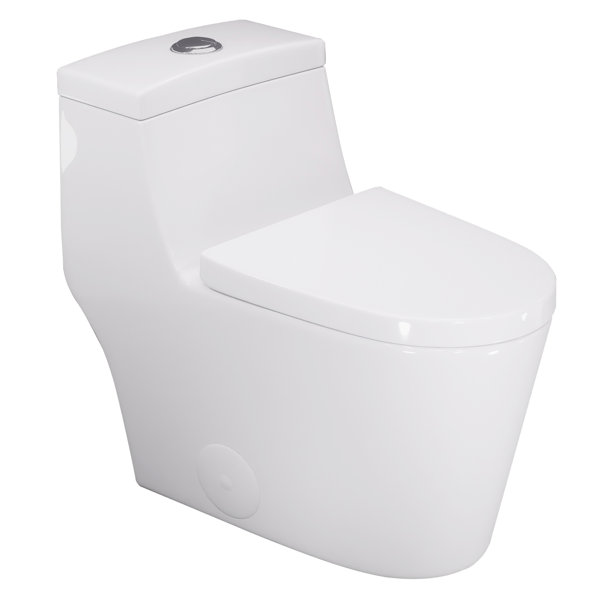 Sotomo White Elongated One-Piece Toilet, 1.1/1.6 Gpf Super Swirl Siphonic Flush, Soft Close Seat ...